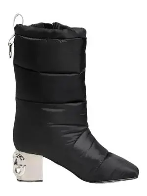 DOLCE & GABBANA Dolce & Gabbana Padded Mid-Calf Boots With Logo Heel