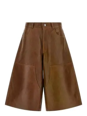 HAIKURE Legacy Wide-leg Textured Leather Shorts - Brown
