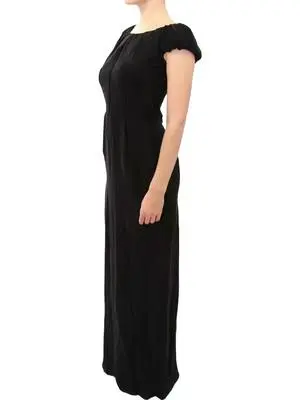 DOLCE & GABBANA Dolce & Gabbana Black Crepe-Texture Puff-Sleeve Maxi Dress