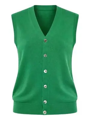 Malo Sleeveless V-neck Cardigan - Green