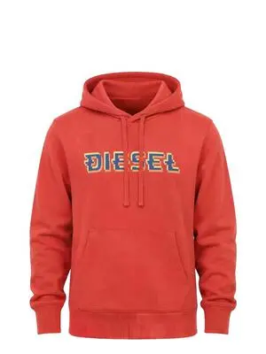 DIESEL® Logo Print Brushed Cotton Hoodie - Red
