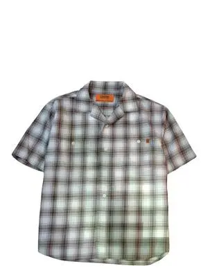 UNIVERSAL OVERALL Ombre-check Open-collar Shirt - Grey
