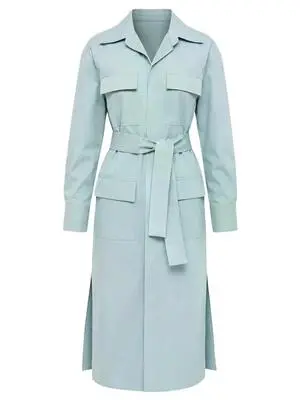 SUPER BLOND Belted Utility Shirt Midi Dress - Blue