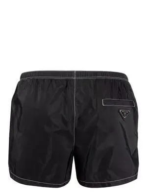 Prada Contrast Stitching Swim Shorts - Black