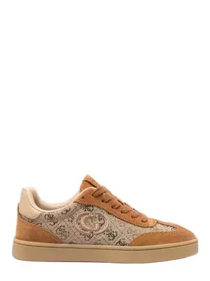 Guess Monogram Pattern Panelled Lace-up Sneakers - Brown