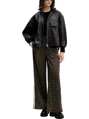 Adidas Leopard Print Wide Leg Track Trousers - Brown