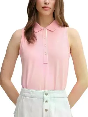 Gant Sleeveless Button Polo Shirt - Pink