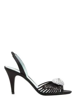 Valentino Garavani Coeur Royal Satin Sandal 85mm - Black