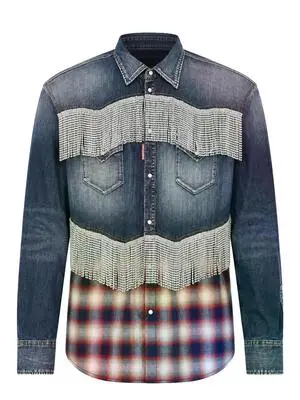 Dsquared2 Strass-embellished Panelled Shirt - Blue