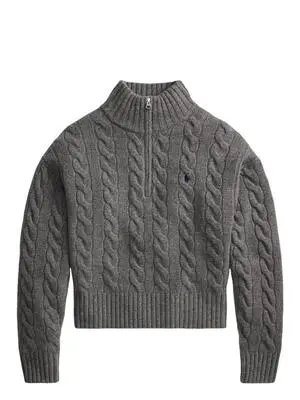 Polo Ralph Lauren Cable Knit Mock Neck Sweater - Grey
