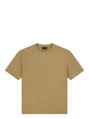 Emporio Armani Herringbone-pattern Embroidered-logo T-shirt - Neutrals