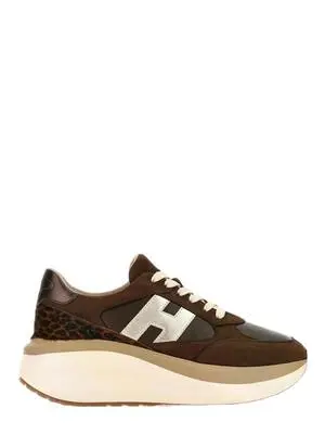 Hogan Maxi I Active Sneakers With Leopard Print Detail - Brown