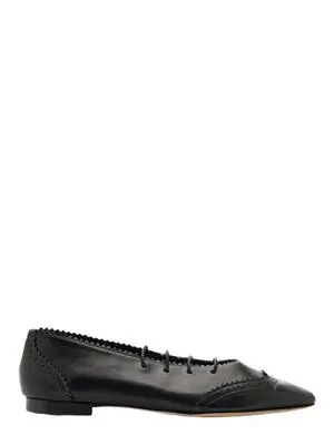 JIMMY CHOO Margot Lace-up Ballet Flats With Brogue Detailing - Black