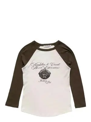 Acne Studios Ribbed Cotton Jersey T-shirt With Contrast Sleeves And Logo Detail - Neutrals