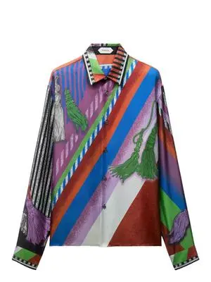 Versace Tassel-print Shirt - Blue