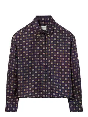 Claudie Pierlot Printed Silk Shirt With Jewelled Buttons - Blue