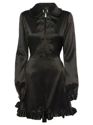Just Cavalli Ruffle-trim Belted Mini Dress - Black