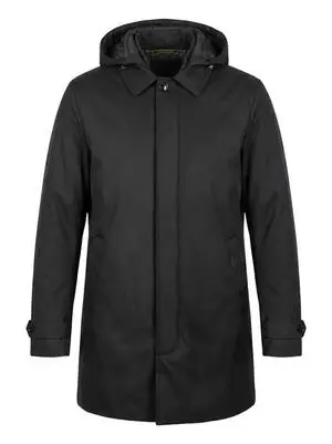 MOORER Hooded Button-up Coat - Black