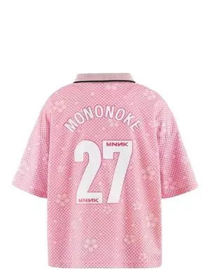 MONONOKE MADE Check-pattern Floral-print Polo Shirt - Pink