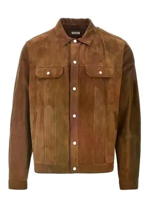 Brunello Cucinelli Suede Button-up Jacket - Brown