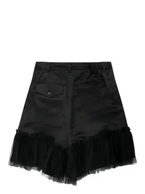 Noir Kei Ninomiya Satin Shorts With Tulle Trim - Black