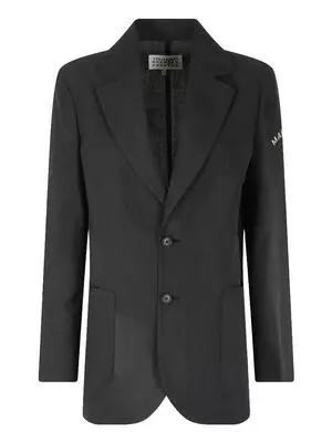 MAISON MARGIELA Single-breasted Logo Print Jacket - Black