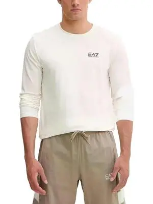 EA7 Logo-print Long-sleeve T-shirt - Neutrals