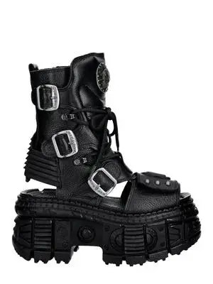 NEW ROCK Buckle-fastening Platform Sandals - Black