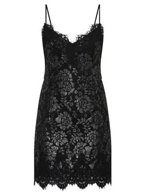 Rebecca Vallance Metallic Floral Lace Mini Dress - Black