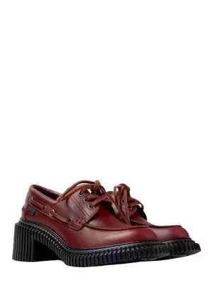 Camper Pix Leather Loafers With Block Heel - Red
