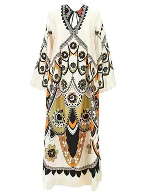La DoubleJ Graphic Print Maxi Dress - Neutrals