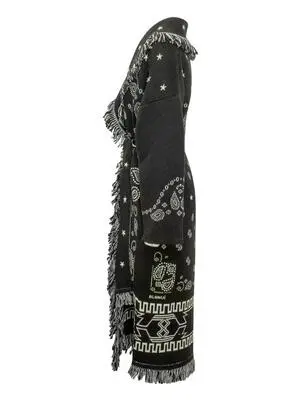 Alanui Jacquard Fringed Bandana Coat - Black