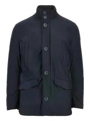 Herno Button-fastening High-neck Coat - Blue