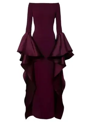 Solace London Astria Flared-sleeve Maxi Dress - Purple