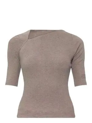 MAISON MARGIELA Asymmetrical Neck Ribbed Knit Top - Neutrals