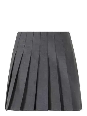SELF-PORTRAIT Pleated Flared Skirt - Grey
