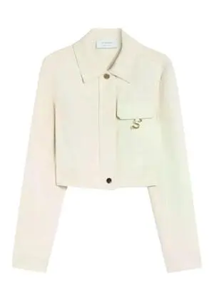 Sportmax Cropped Jacket With Spread Collar - Neutrals