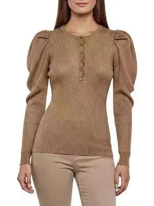Gabriela Hearst Nessa Puff Sleeve Rib Knit Blouse - Brown