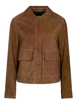 YVES SALOMON Suede Flap-pocket Jacket - Brown