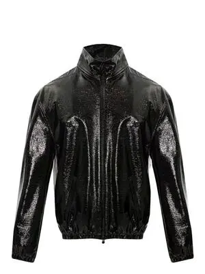 COURREGES Stand Collar Vinyl Jacket - Black