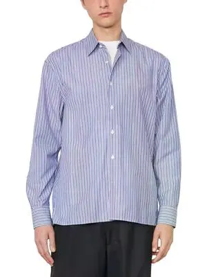 Officine Générale Gad Striped Long-sleeve Shirt - Blue