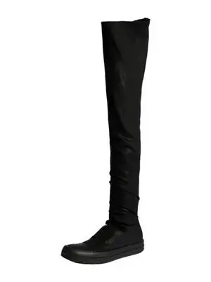 Rick Owens Waxed High Sock Boots - Black