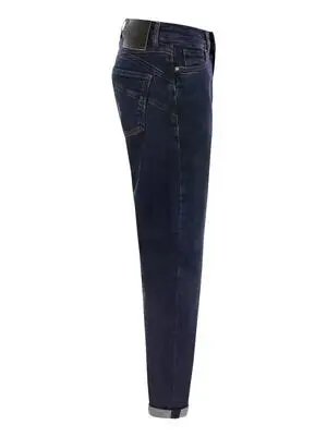 Max Mara Dark Contrast Stitching Turn-up Cuff Jeans - Blue