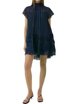 Simkhai Aviel Floral Appliqué Mini Dress - Blue