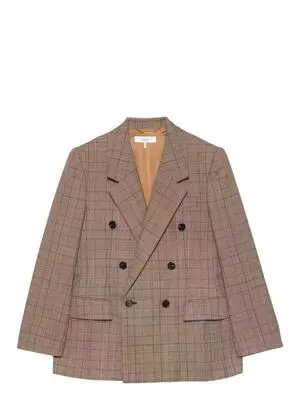 Chloé Double-breasted Checked Jacket - Neutrals