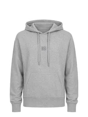 Dolce & Gabbana Jersey Dg Logo Plaque Hoodie - Grey
