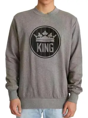 Dolce & Gabbana Crew Neck Sweatshirt With Crown Print - Grey