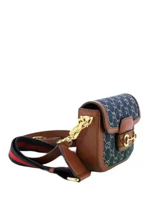 Gucci Horsebit 1955 Gg Denim Mini Shoulder Bag - Blue