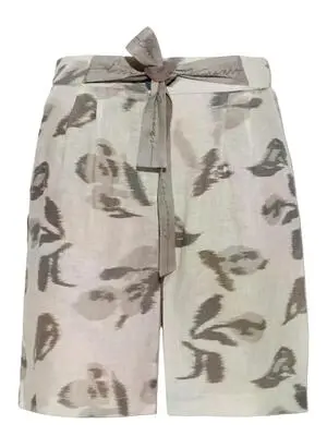 Emporio Armani Printed Linen Shorts - Grey