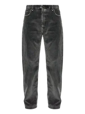 Fendi Corduroy Ff-logo Trousers - Grey